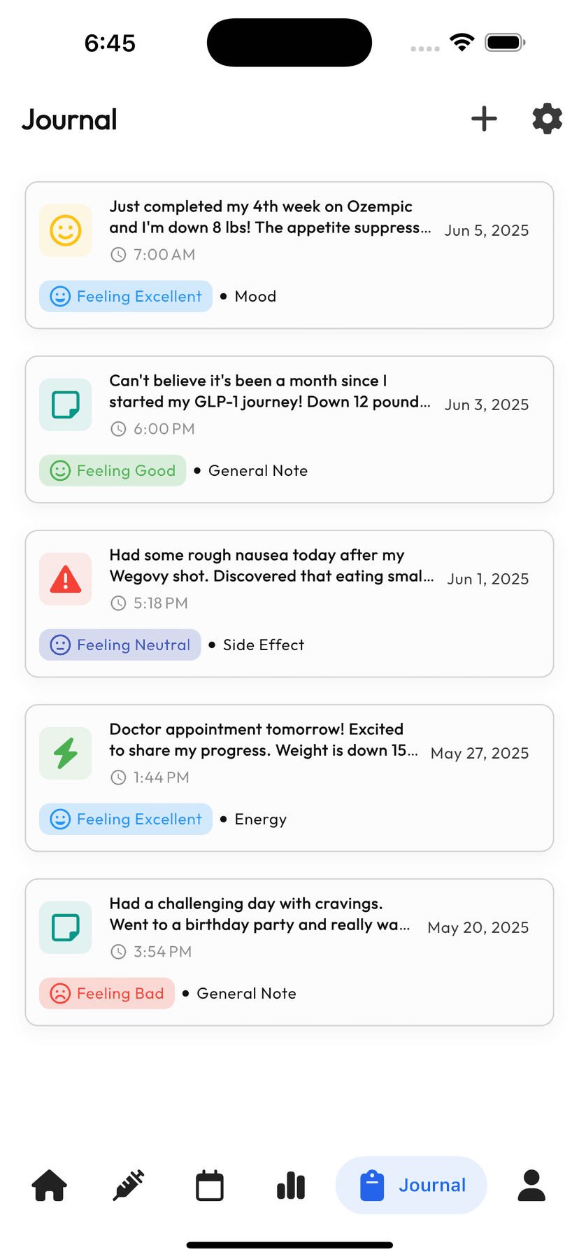 GLP-1 Tracker - Tirzepatide & Semaglutide Injection Tracker