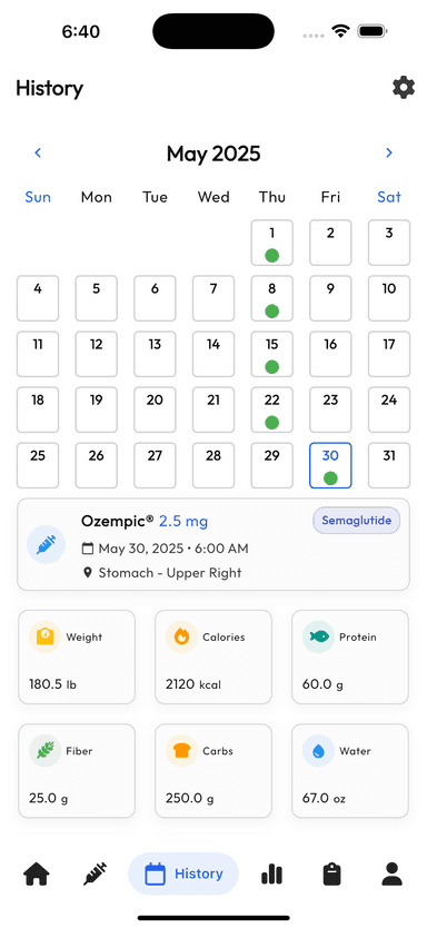 GLP-1 Tracker - Tirzepatide & Semaglutide Injection Tracker
